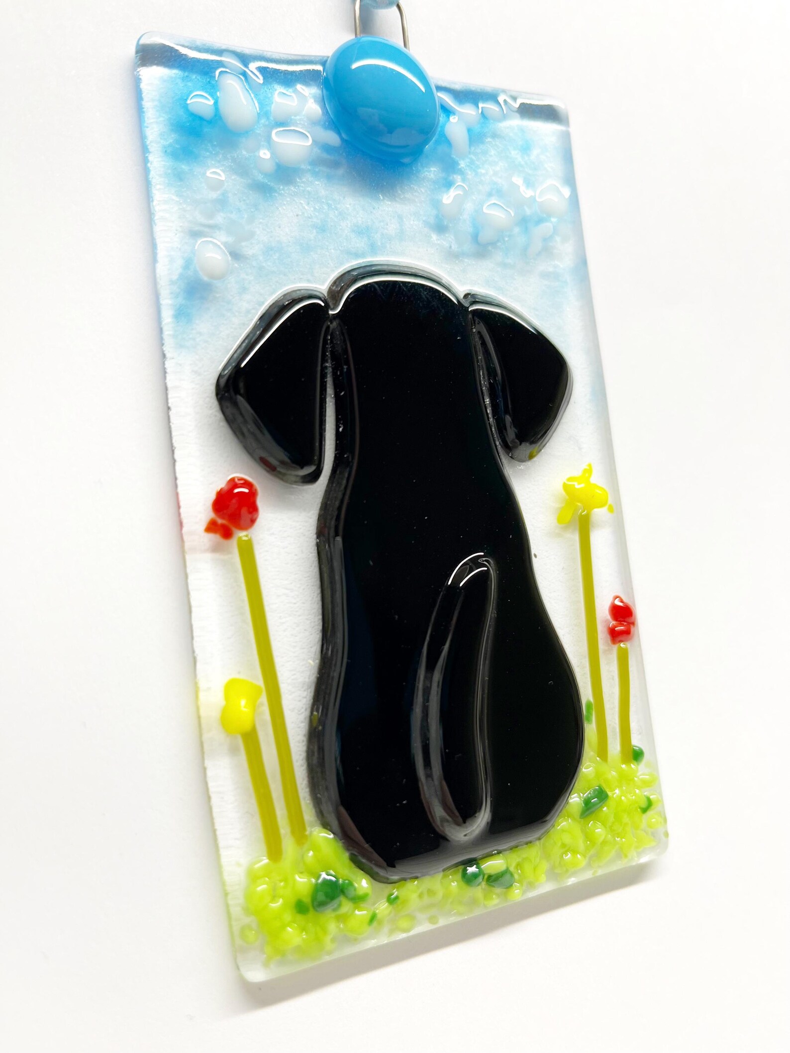 Fused Glass Black Labrador Retriever Dog Hanging Ornament Sun-catcher ...
