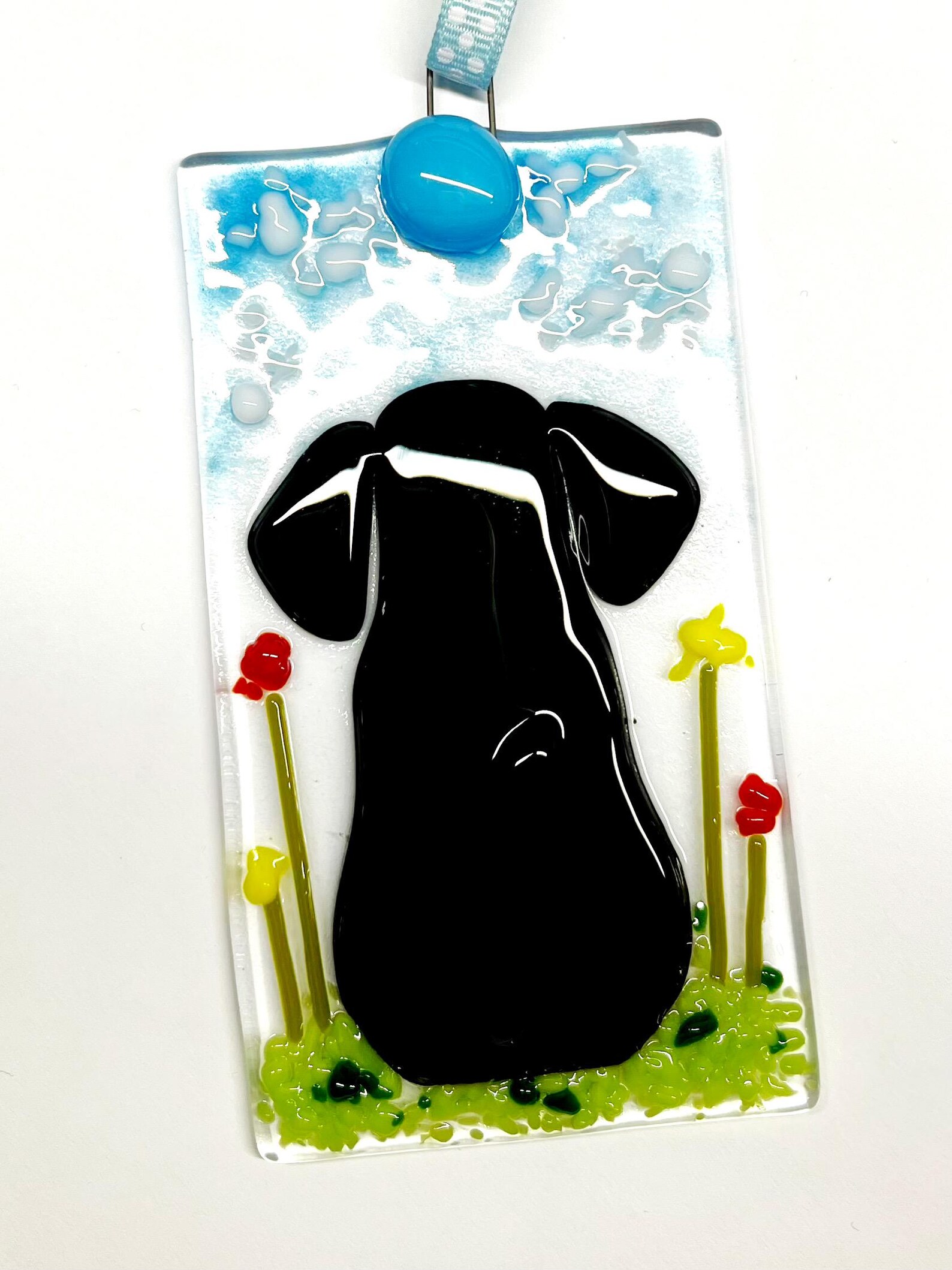 Fused Glass Black Labrador Retriever Dog Hanging Ornament Sun-catcher ...