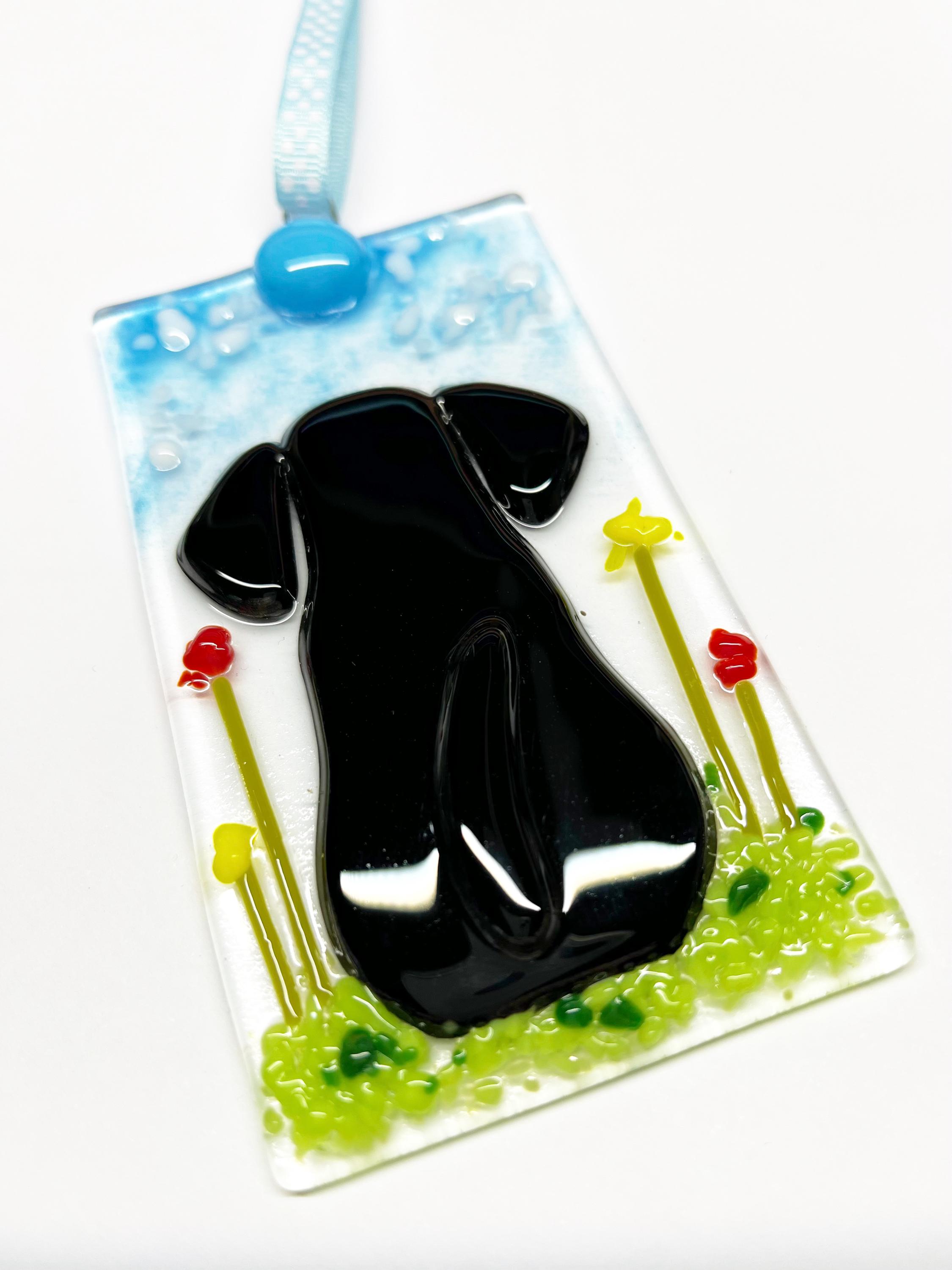 Fused Glass Black Labrador Retriever Dog Hanging Ornament Sun-catcher ...