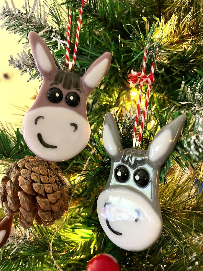 Fused Glass Little Donkey Christmas Tree Ornament - Etsy