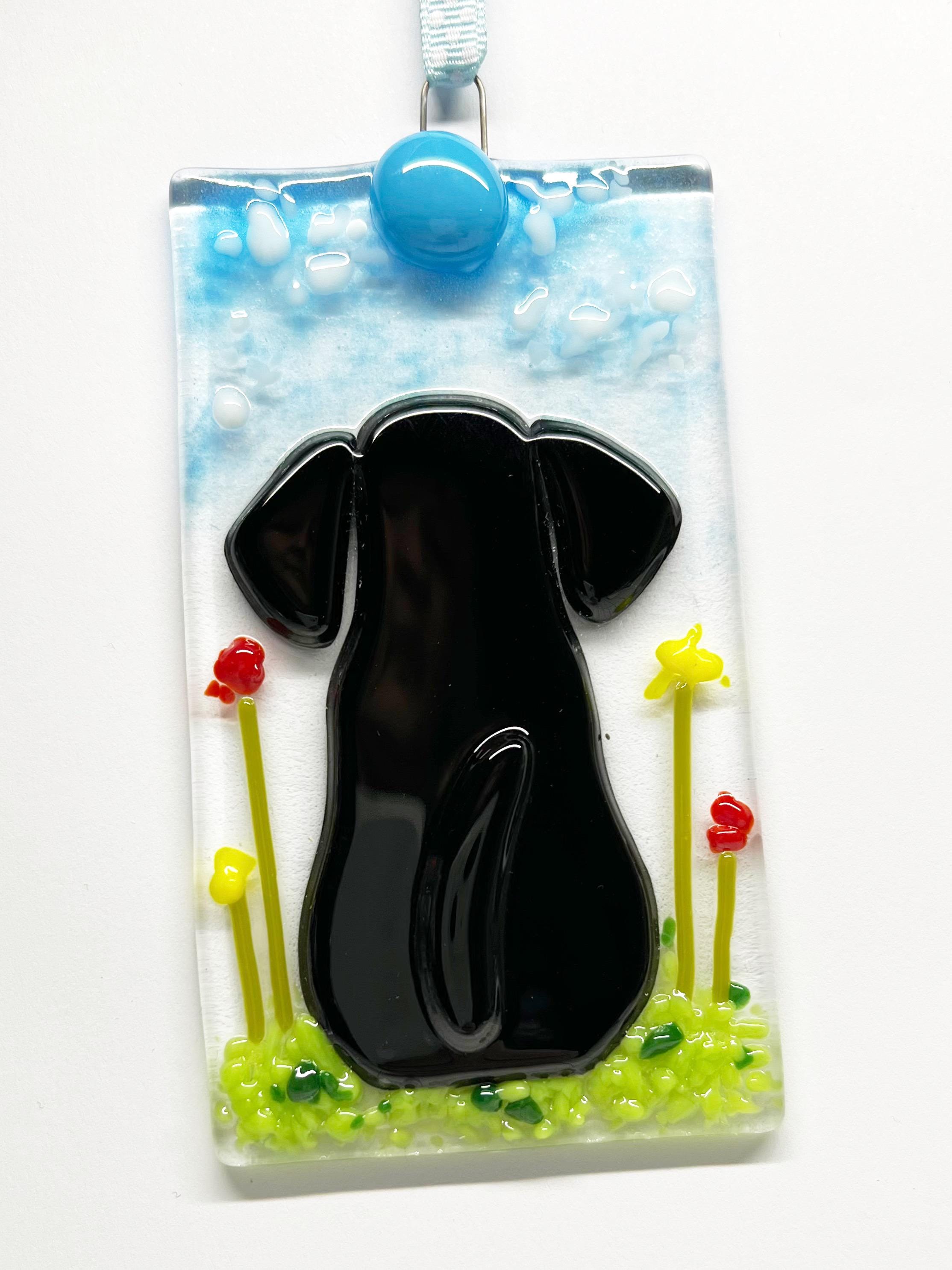 Fused Glass Black Labrador Retriever Dog Hanging Ornament Sun-catcher ...