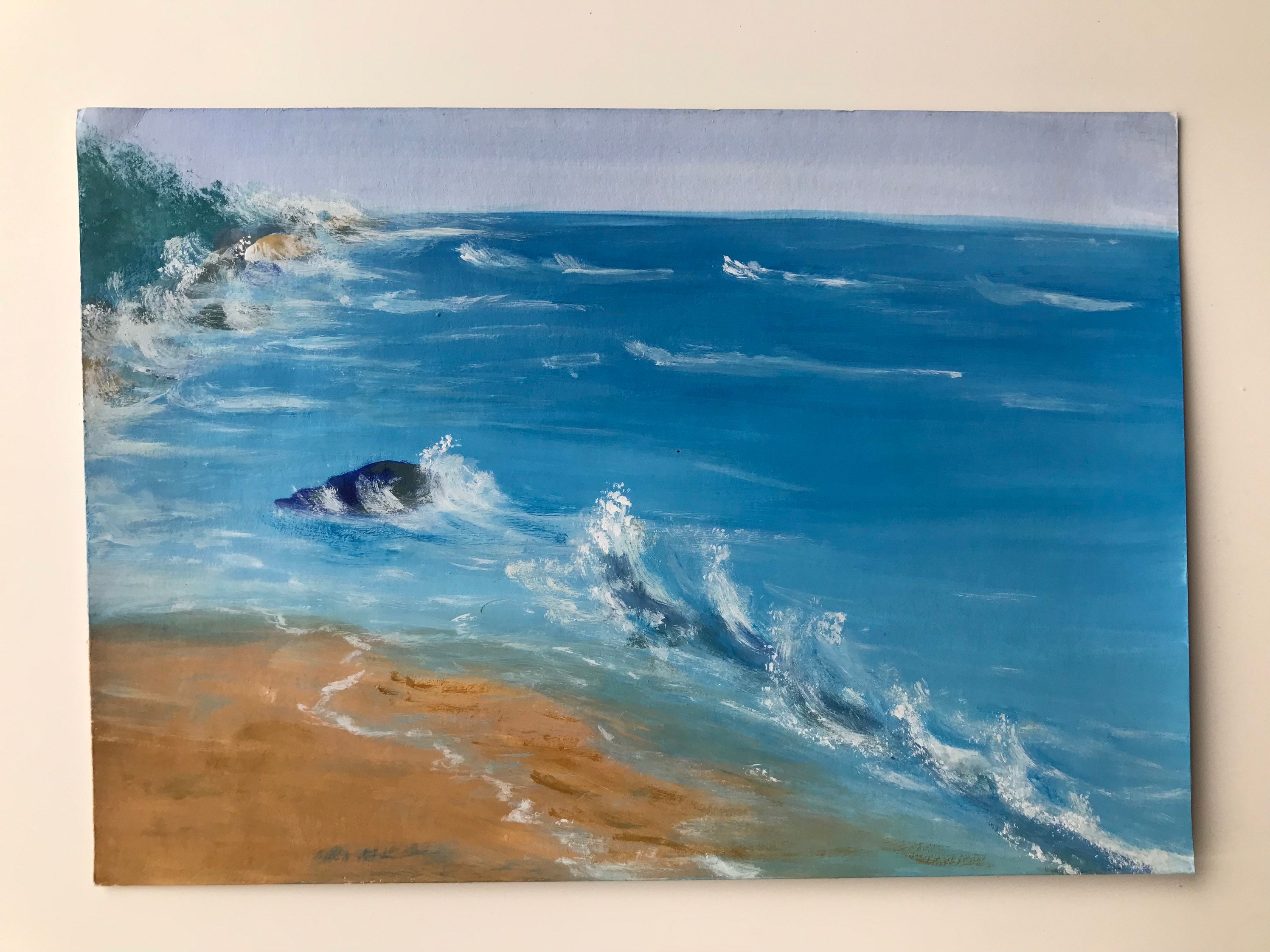 Gouache Painting Original Sea Nature Landscape Ocean - Etsy