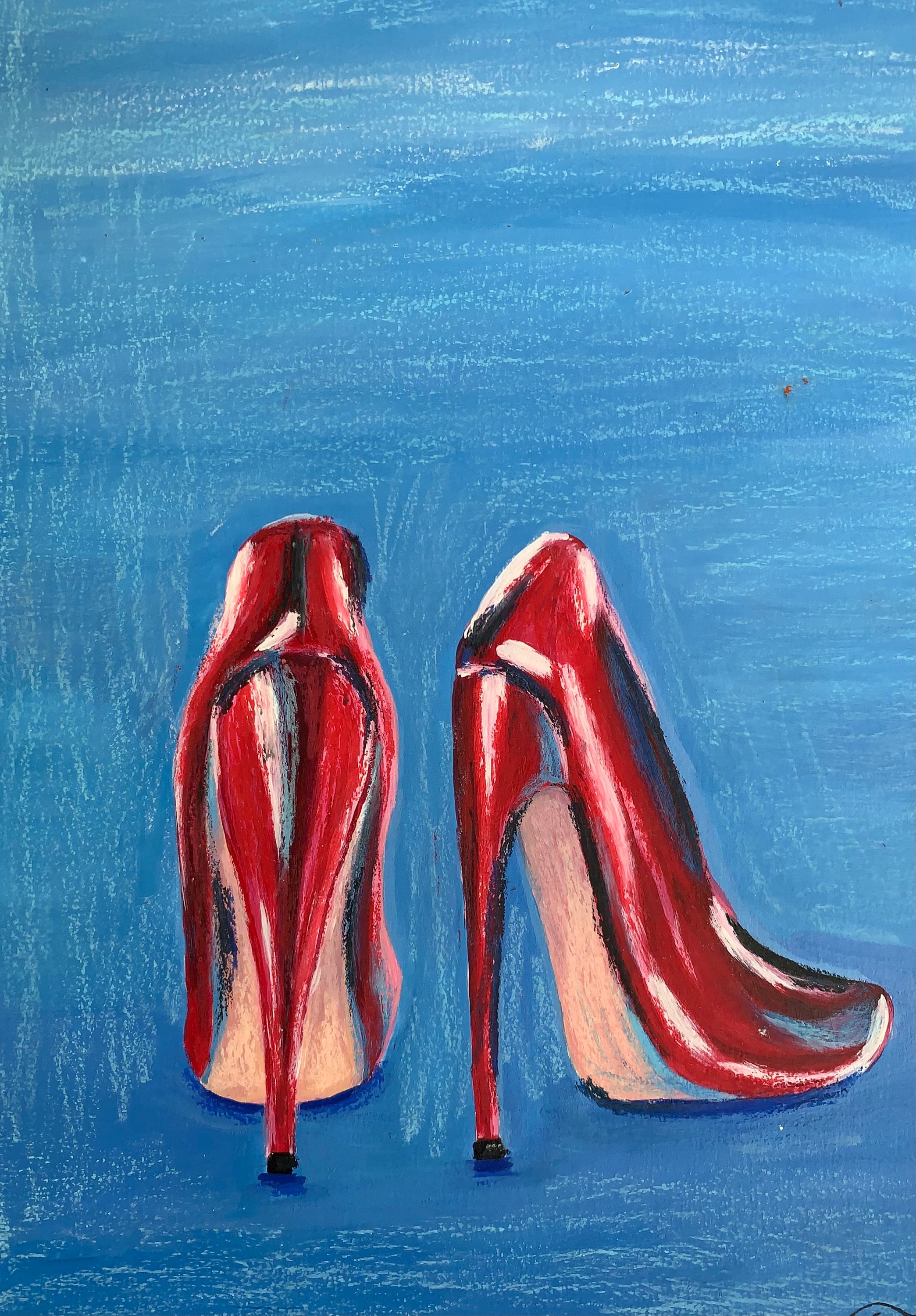 Gouache and Oil Pastels Painting Original | Shoes | High Heels | Red ...