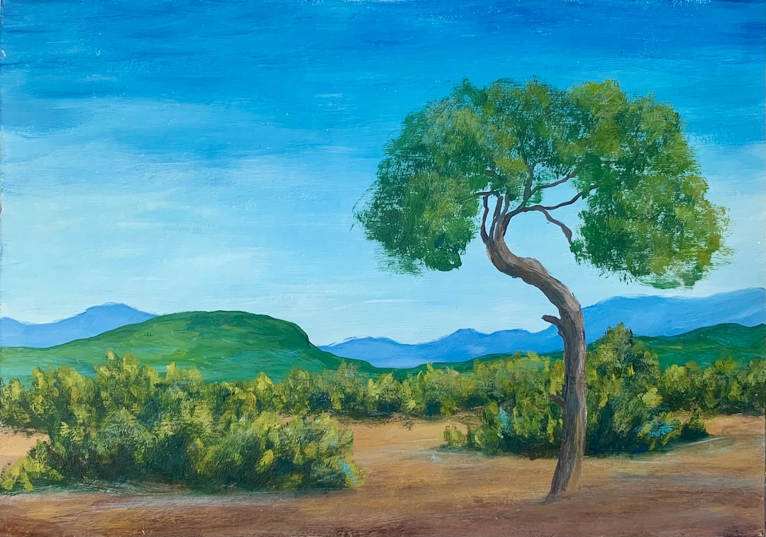 Gouache Painting Original | Italy | Nature | Summer | Tree | Landscape ...