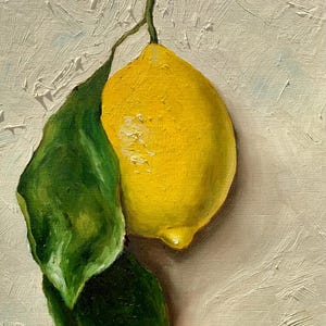Lemon Still Life Oil Painting | Kitchen Citrus Art, 21x30 Cm - Etsy