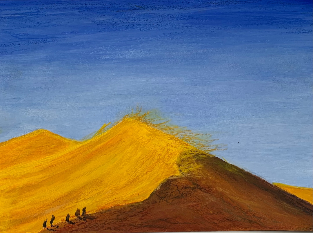Gouache Sahara Desert Painting | Handmade Landscape Art - Etsy