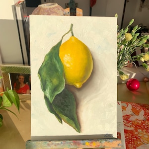 Lemon Still Life Oil Painting | Kitchen Citrus Art, 21x30 Cm - Etsy
