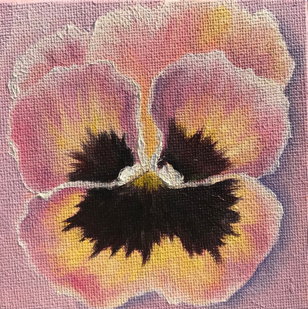 Original Oil Painting: Miniature Pansy Floral Art (10x10cm) - Etsy