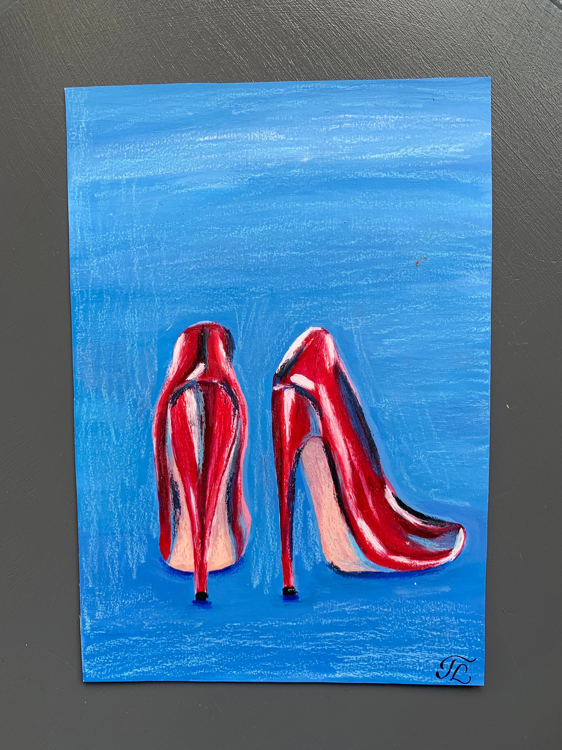 Gouache and Oil Pastels Painting Original | Shoes | High Heels | Red ...