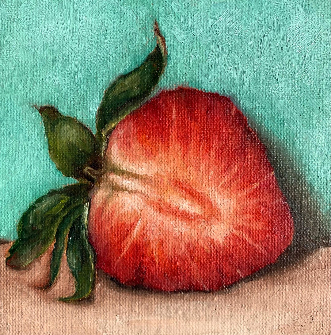 Original Strawberry Oil Painting | Small Painting Still Life Kitchen ...