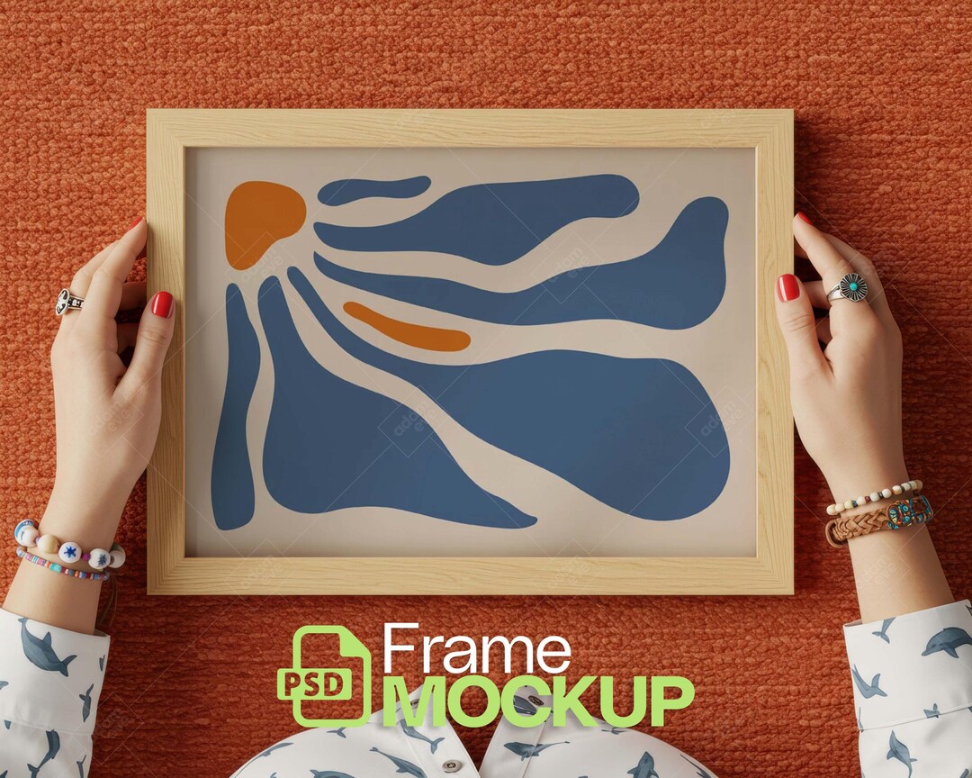Cozy Hand-held Frame Mockup: A4 A3 Landscape Art Display (PSD Digital ...