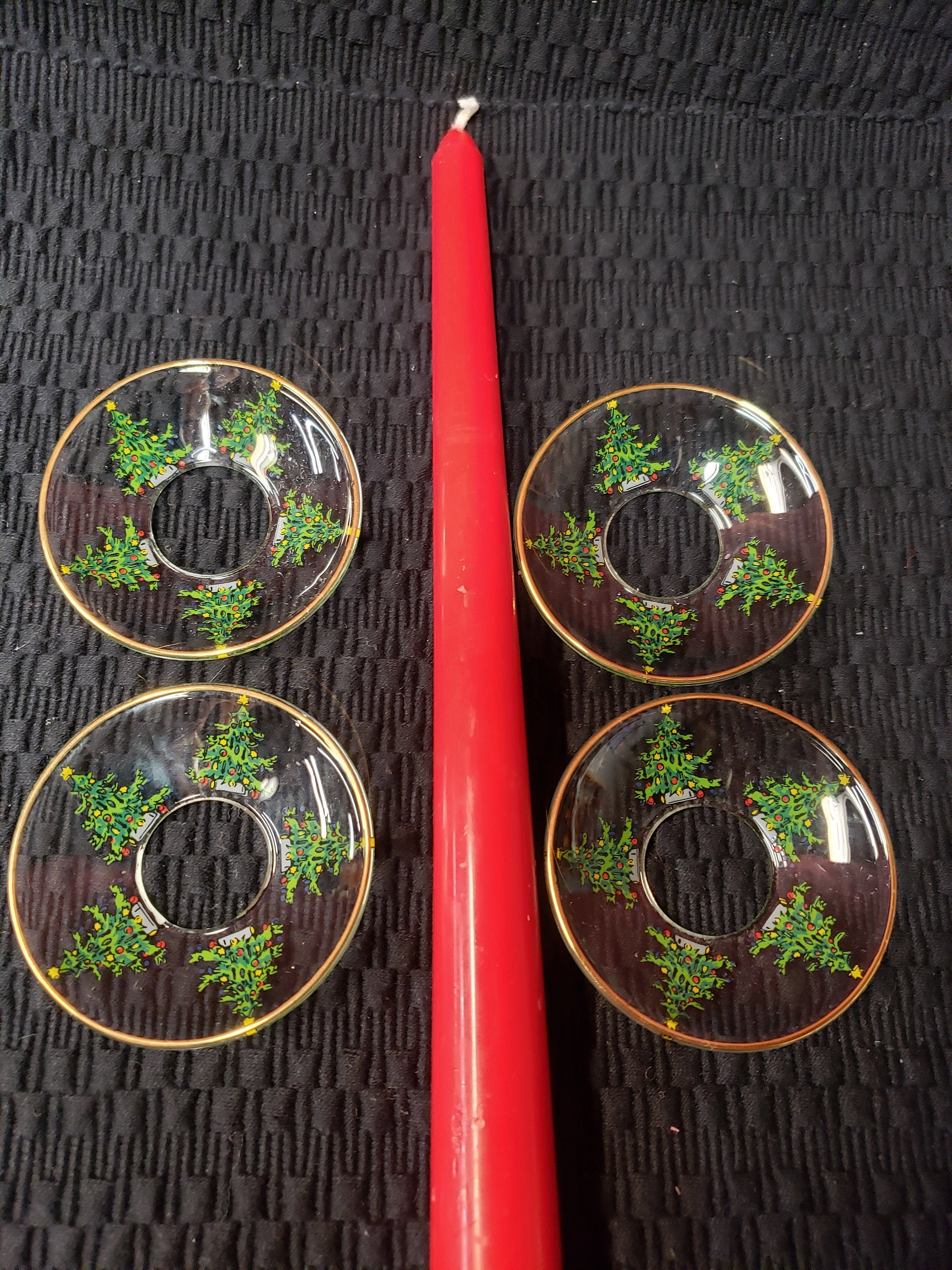 Antique Bobeches Christmas Candle Drip Plate Set of 4 Wax | Etsy