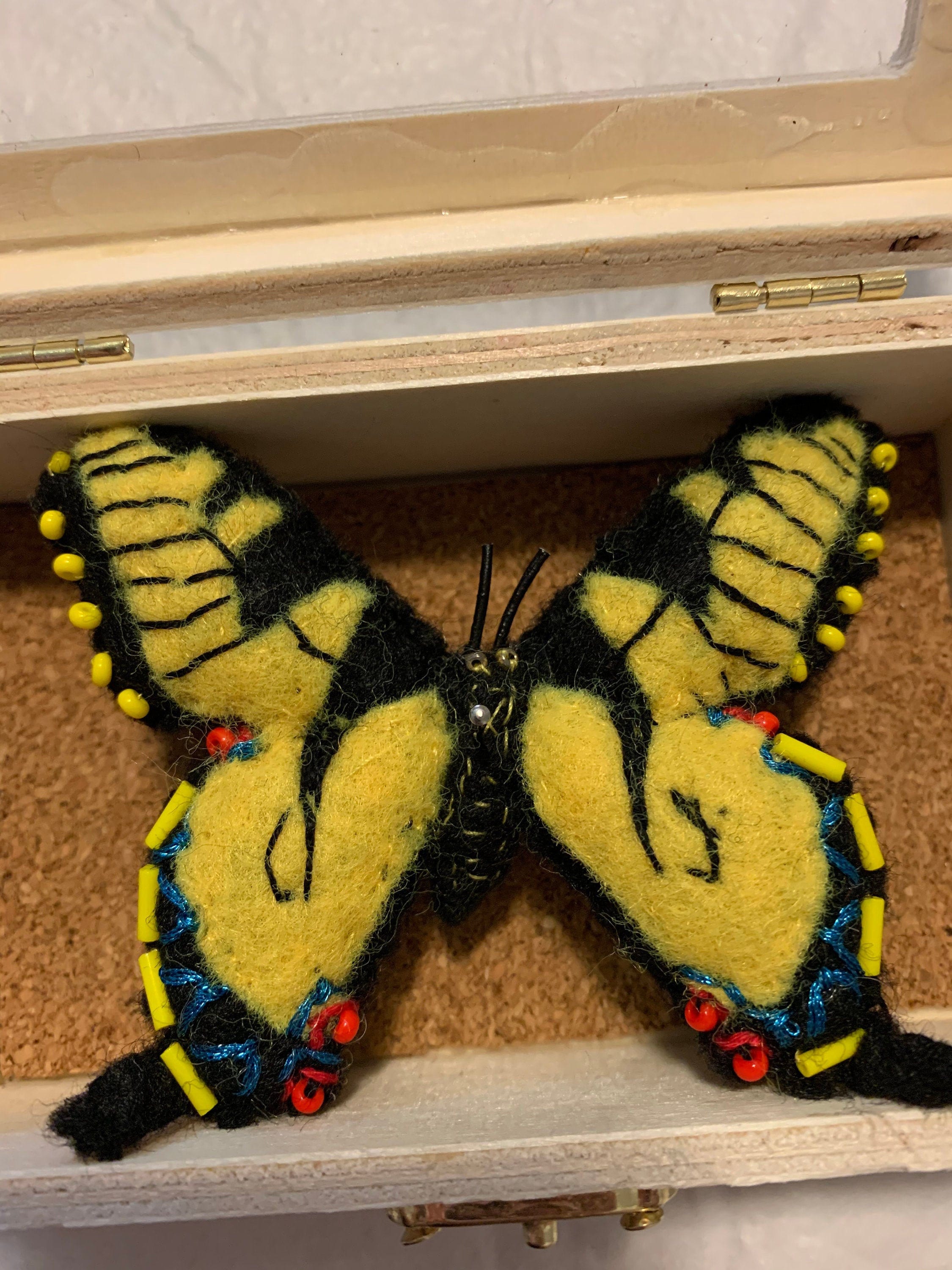 Felt Butterfly in wood box Insect Art Felt Insect gift | Etsy