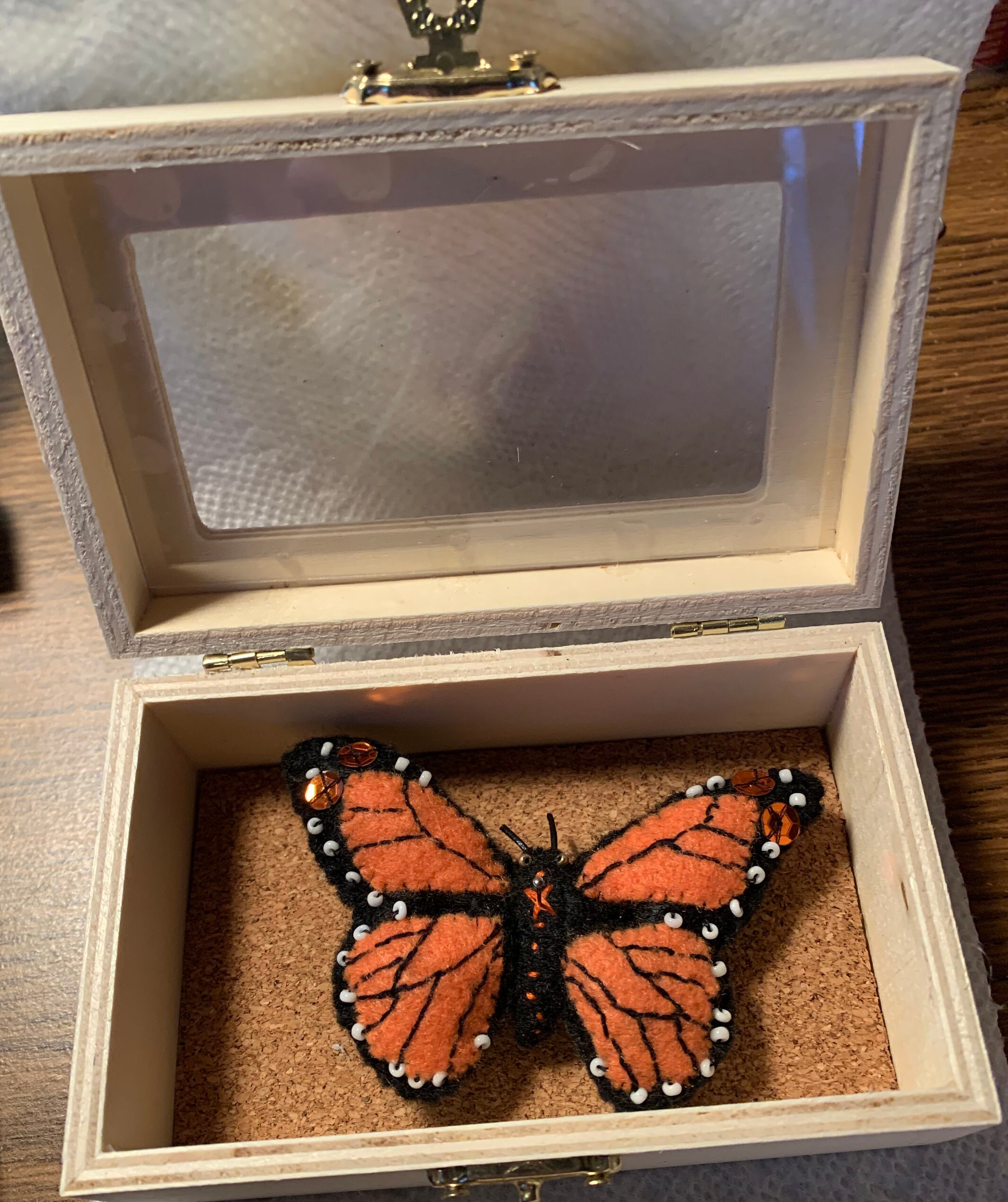 Felt Butterfly in wood box Insect Art Felt Insect gift | Etsy