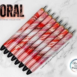 Geode Swirl Pens, Glitter and No Glitter Option, Refillable, Retractable, Black Ink - Etsy