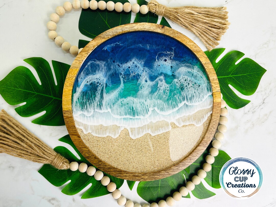 Beach Resin Riser - Wooden Tray Home Decor Shelf - Made With Real Sand ...