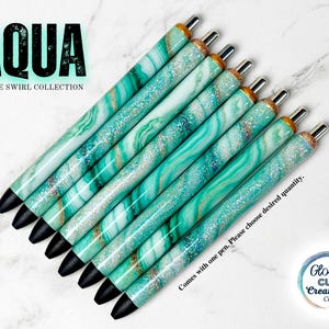 Geode Swirl Pens, Glitter and No Glitter Option, Refillable, Retractable, Black Ink - Etsy