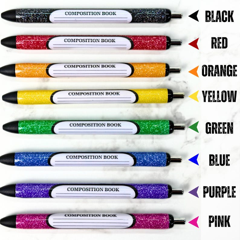 Glitter Composition Pens, Teacher Appreciation Gifts, Personalized ...