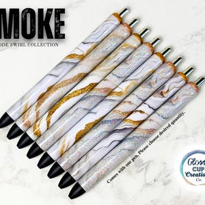 Geode Swirl Pens, Glitter and No Glitter Option, Refillable, Retractable, Black Ink - Etsy