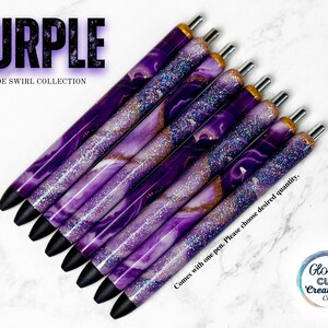 Geode Swirl Pens, Glitter and No Glitter Option, Refillable, Retractable, Black Ink - Etsy