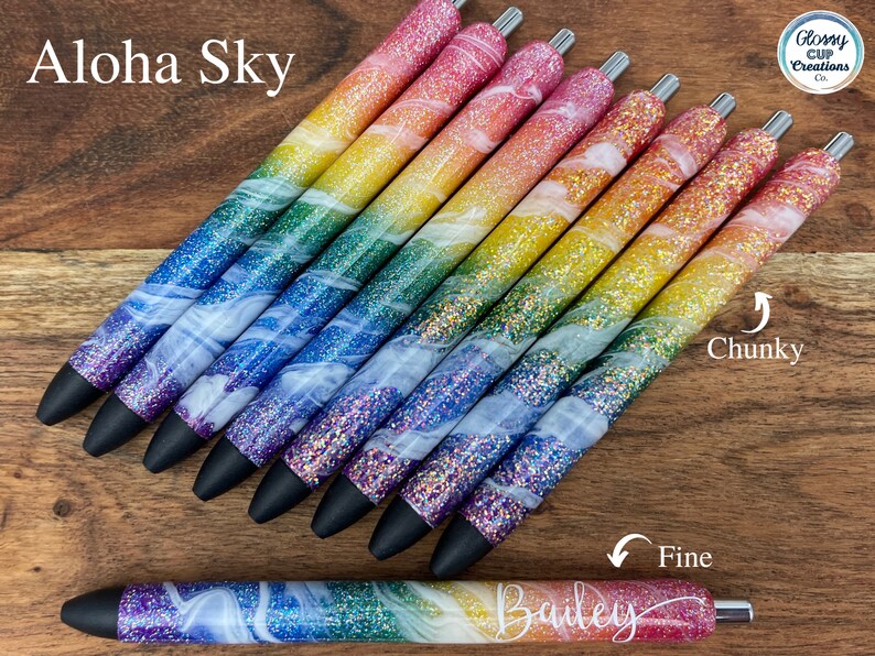 Rainbow Ombre Glitter Beach Pens Custom Ink Joy Gel Pens - Etsy