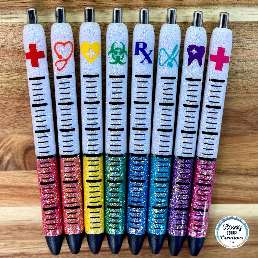 Glitter Syringe Pens, Nurse, Doctor, Phlebotomist, Dentist, Biohazard ...