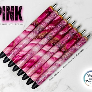 Geode Swirl Pens, Glitter and No Glitter Option, Refillable, Retractable, Black Ink - Etsy