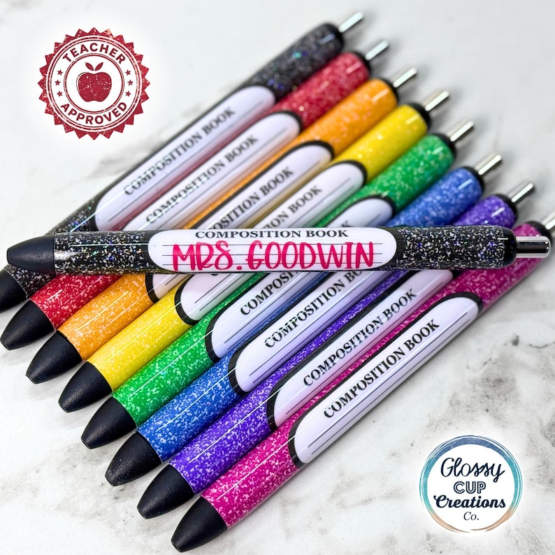 Glitter Composition Pens, Teacher Appreciation Gifts, Personalized ...