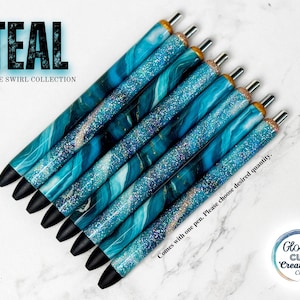 Geode Swirl Pens, Glitter and No Glitter Option, Refillable, Retractable, Black Ink - Etsy