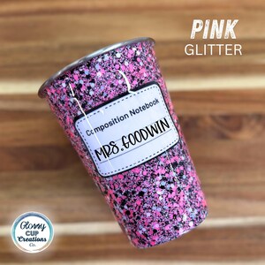 Personalized Composition Notebook Themed Glitter Pencil/pen Holder ...
