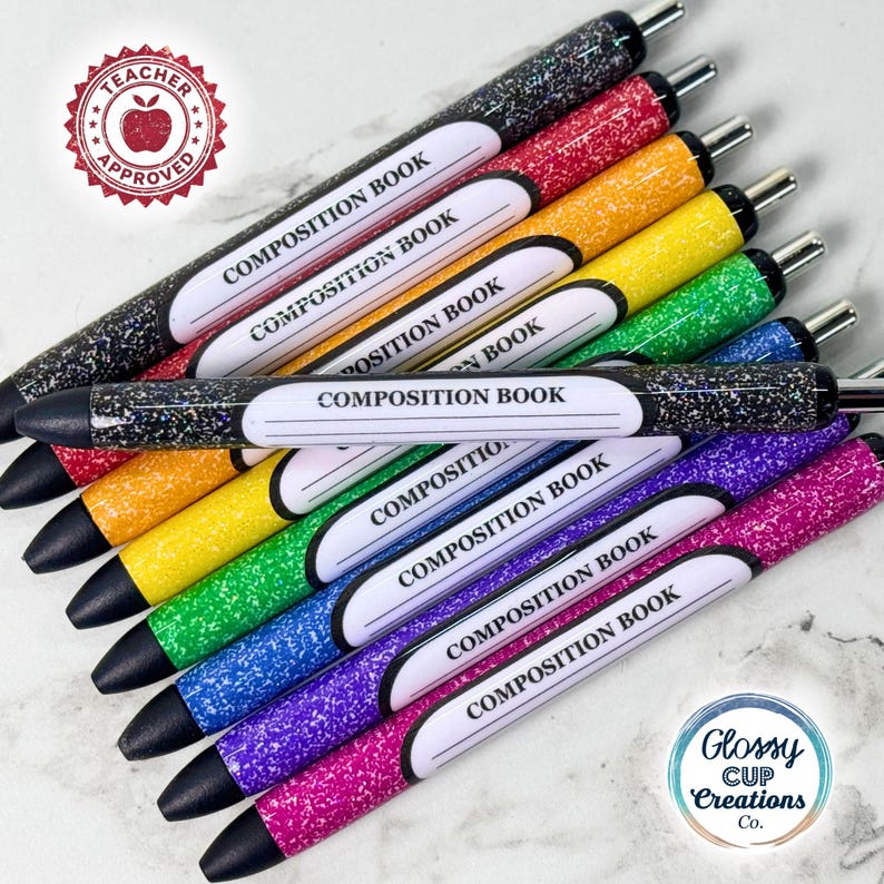 Glitter Composition Pens, Teacher Appreciation Gifts, Personalized ...