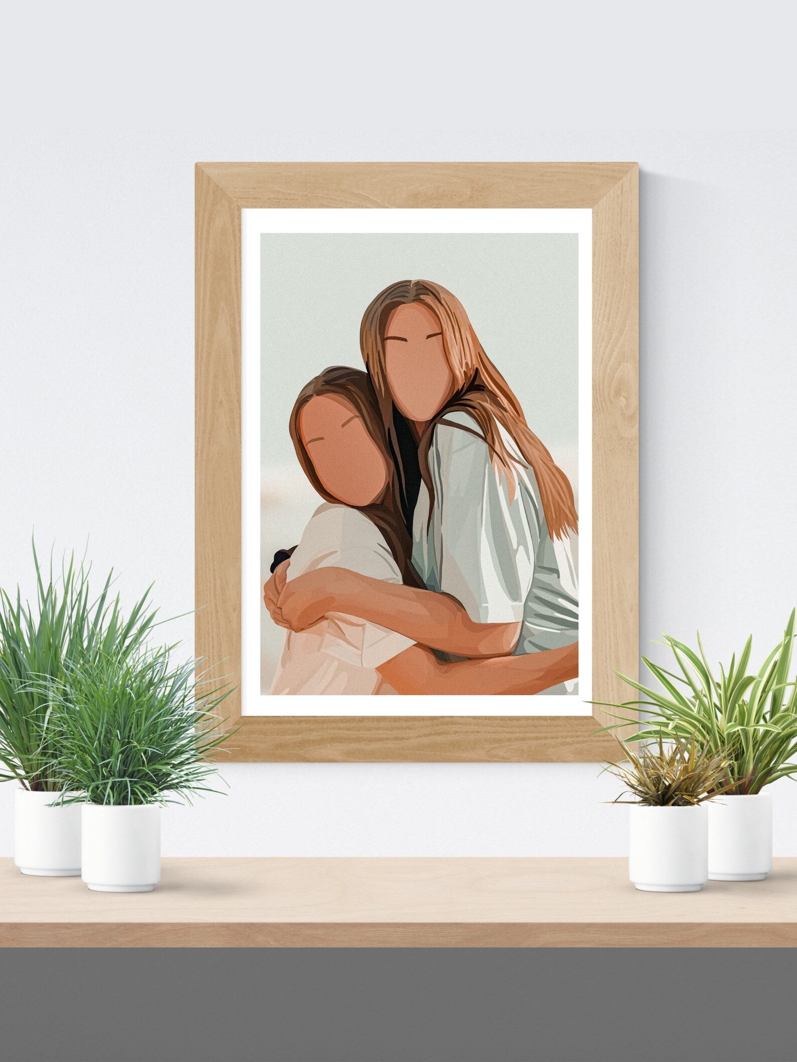 Custom Digital Best Friends Faceless Portrait family | Etsy