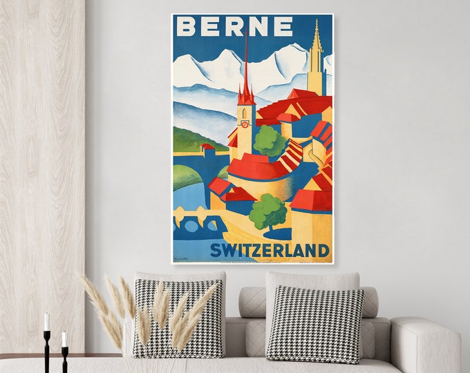 Bern Switzerland Swiss Vintage Travel Poster - Etsy