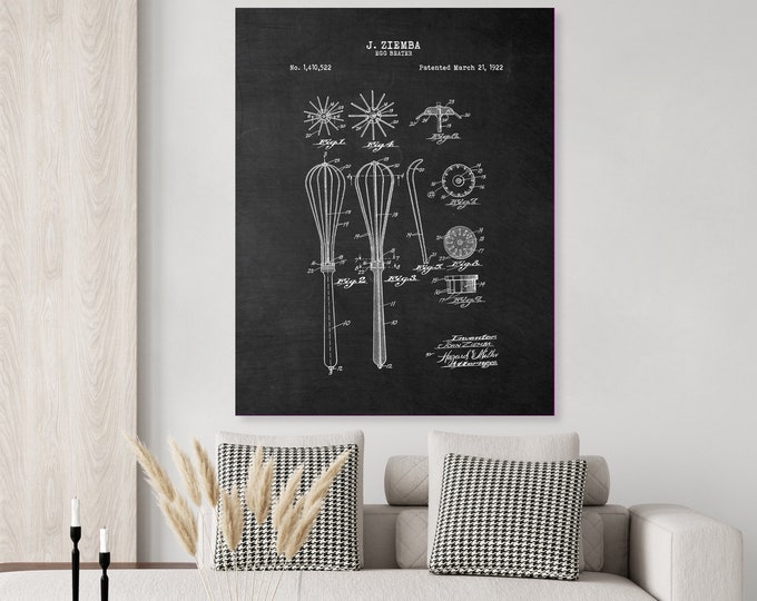 Egg Beater Patent Print Poster 1877 Historical Vintage Wall Art Great ...