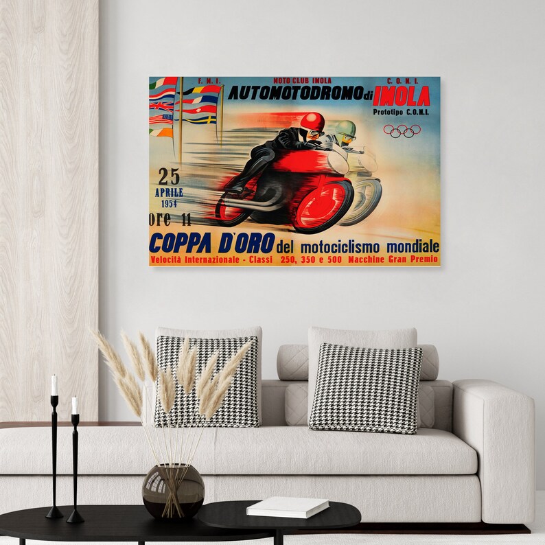 1950's Italian Motorcycle Race Vintage Poster - Etsy