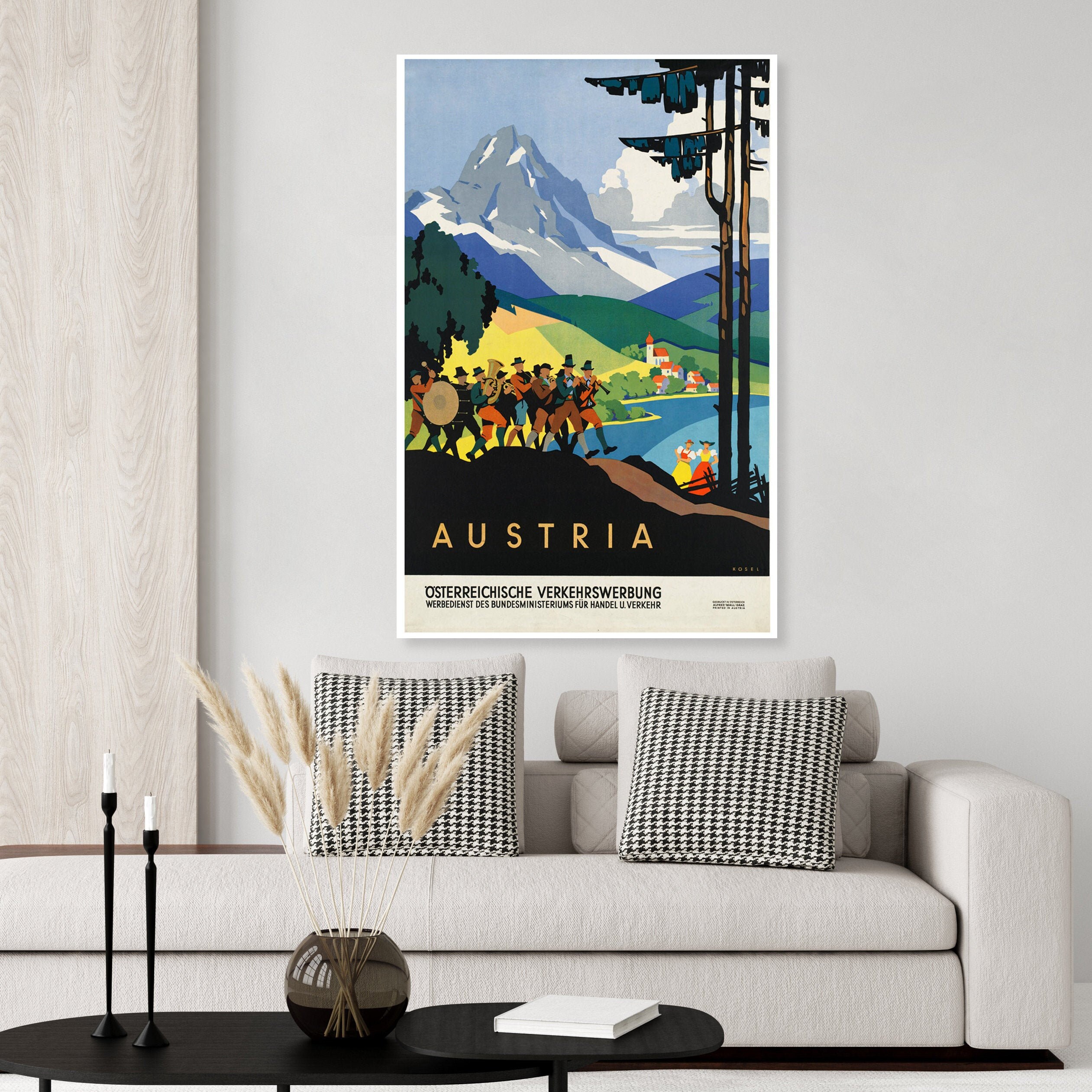 Vintage Austria Travel Poster With a Folk Polka Band | Etsy