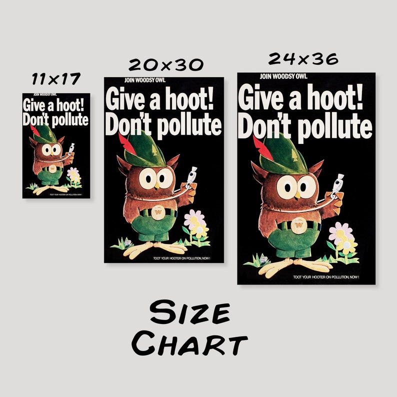 Give A Hoot Don't Pollute Woodsy Owl Poster - Etsy