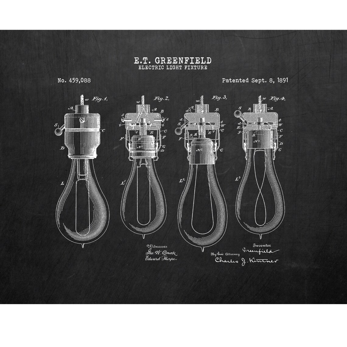 1891 Light Bulb Patent Print - Etsy