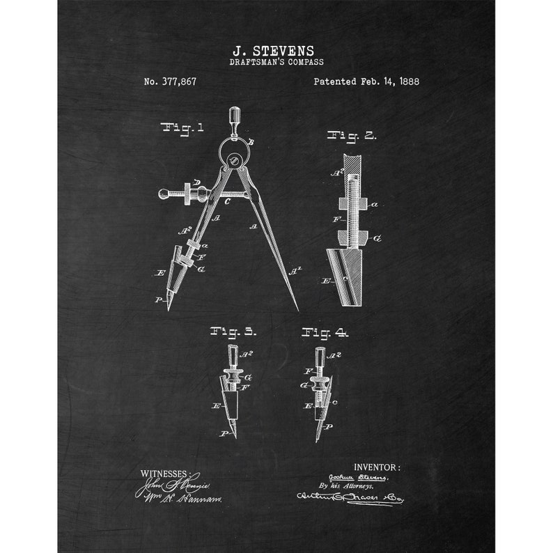 Drafting Compass Patent Print | Etsy