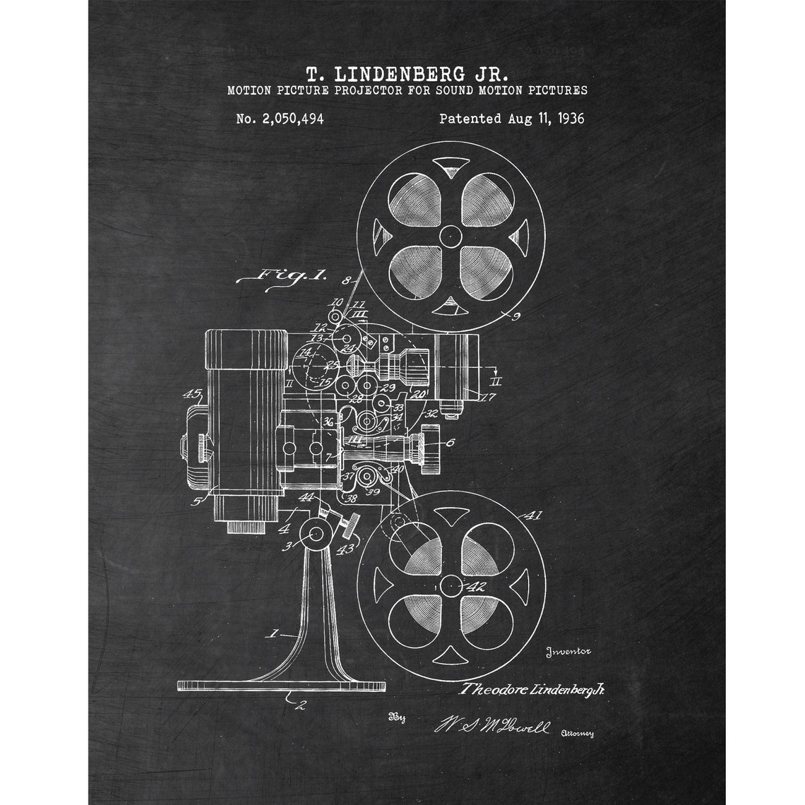 1936 Movie Projector Patent Print | Etsy