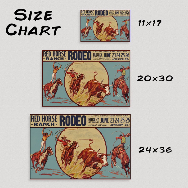 Vintage Rodeo Poster Red Horse Ranch - Etsy UK