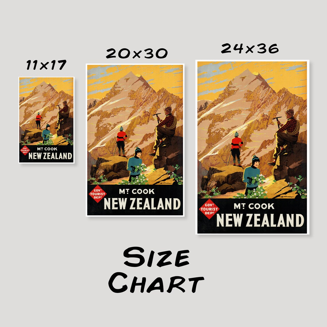 Vintage Mt Cook New Zealand Travel Poster - Etsy UK