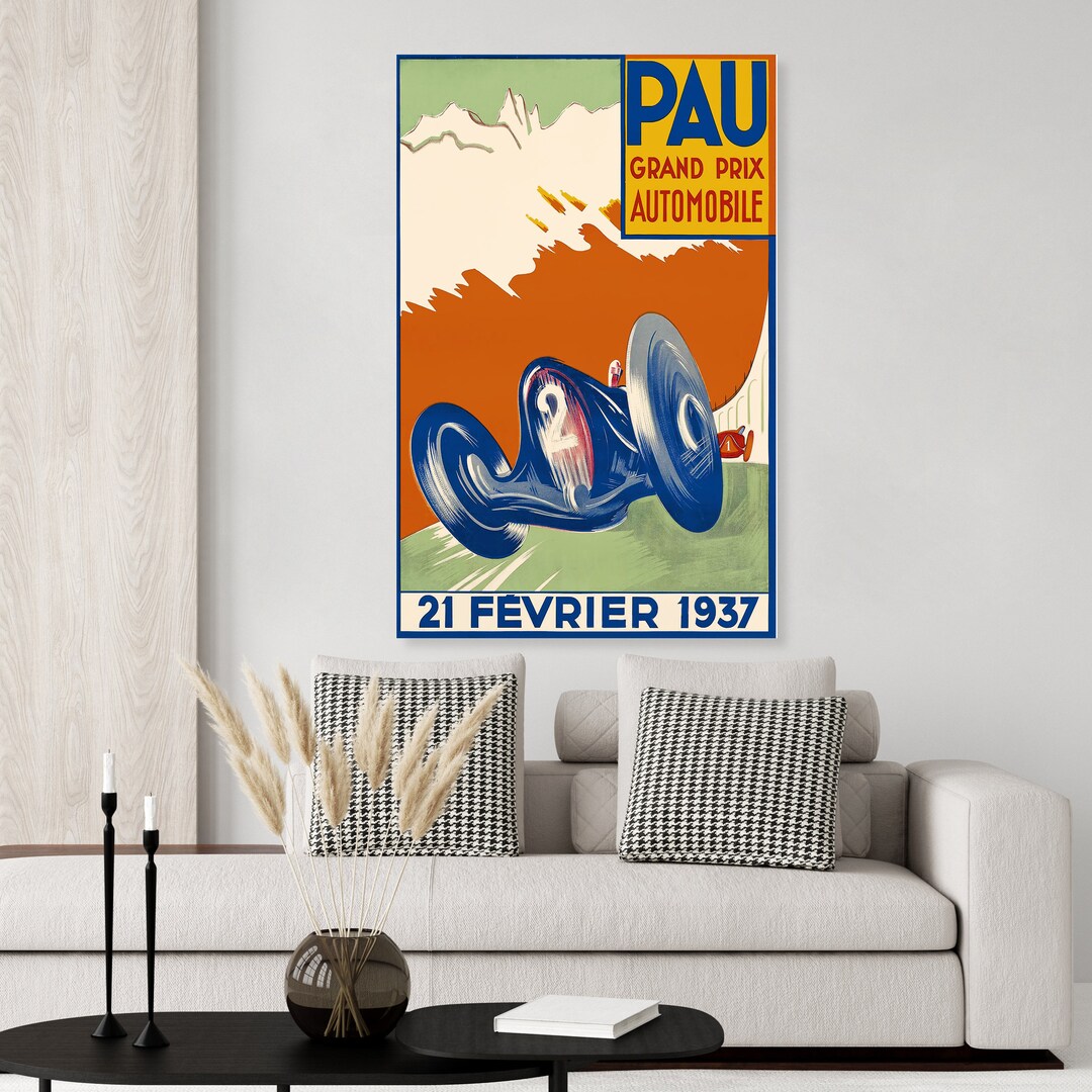 Vintage French Racing Poster From the Pau Grand Prix - Etsy