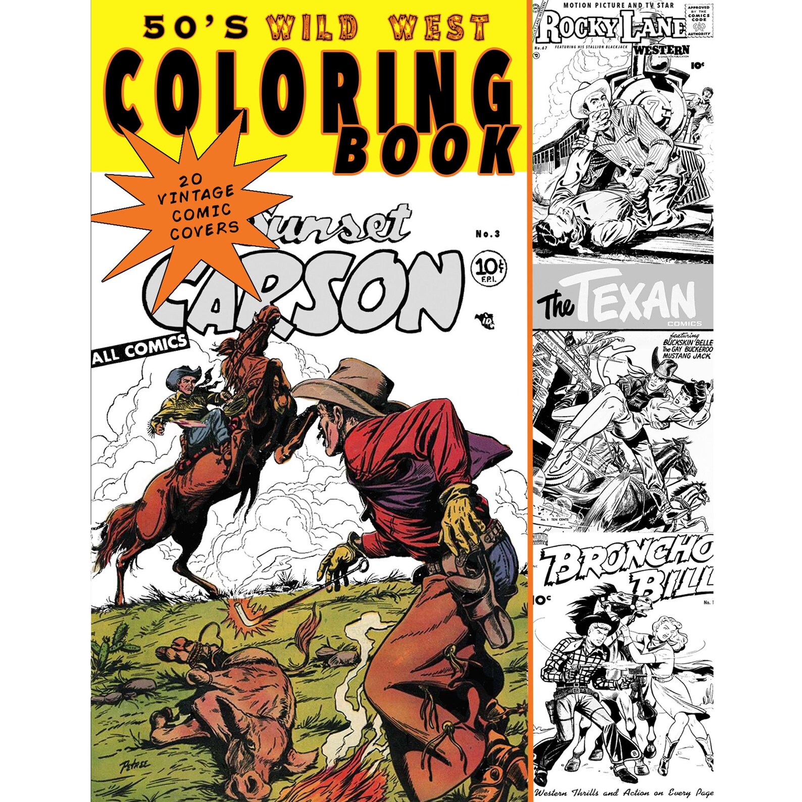 Western Wild West Coloring Book Digital Download Cowboys | Etsy