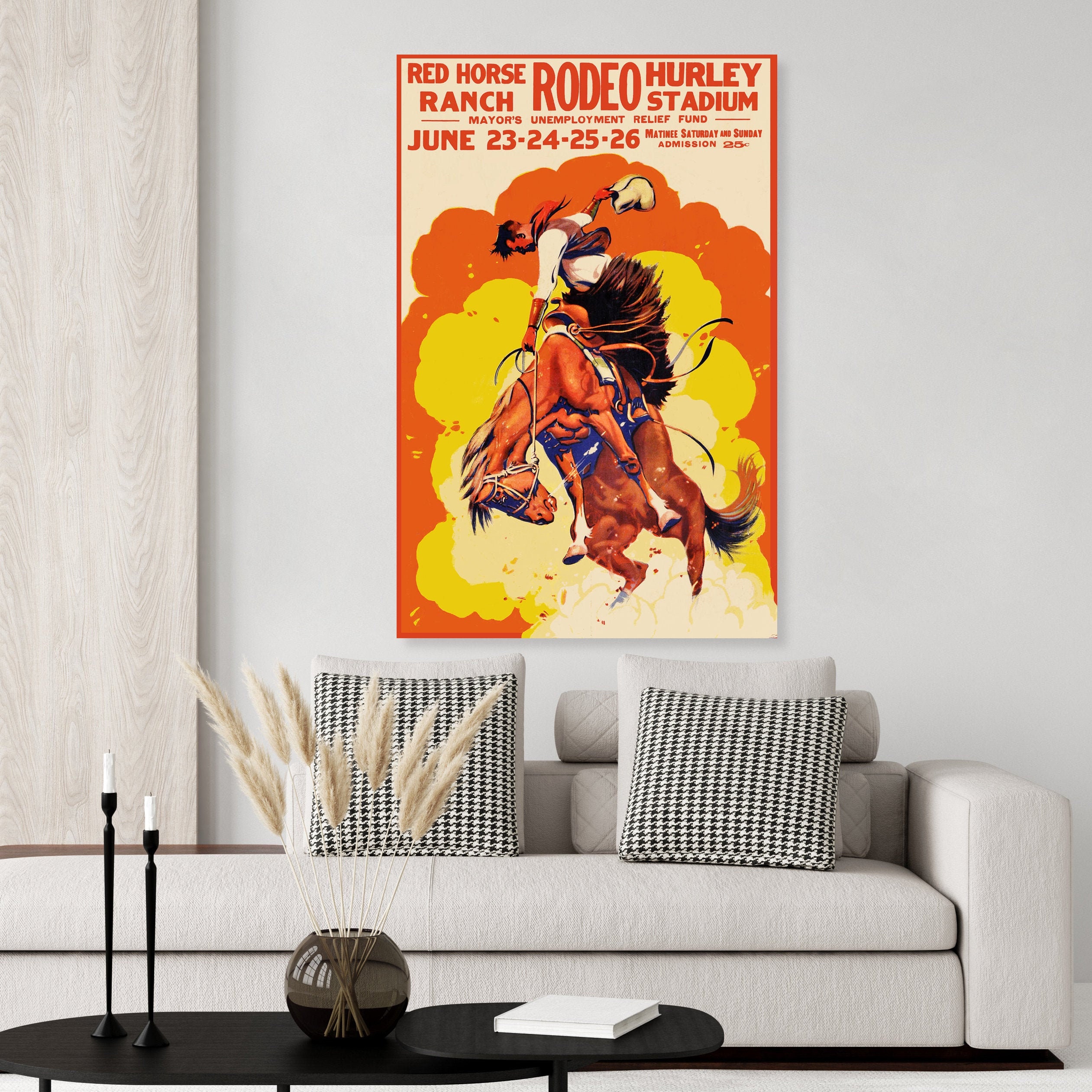 Vintage Rodeo Poster Red Horse Ranch Bronc Busting - Etsy