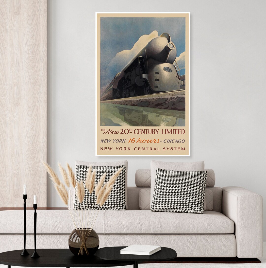 Vintage Art Deco New York Central Systems Railroad Travel Poster ...