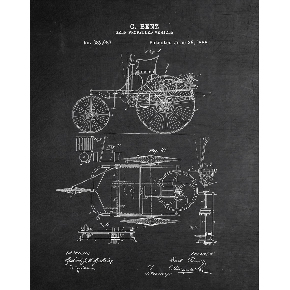 1888 Mercedes Benz Car Patent Print - Etsy