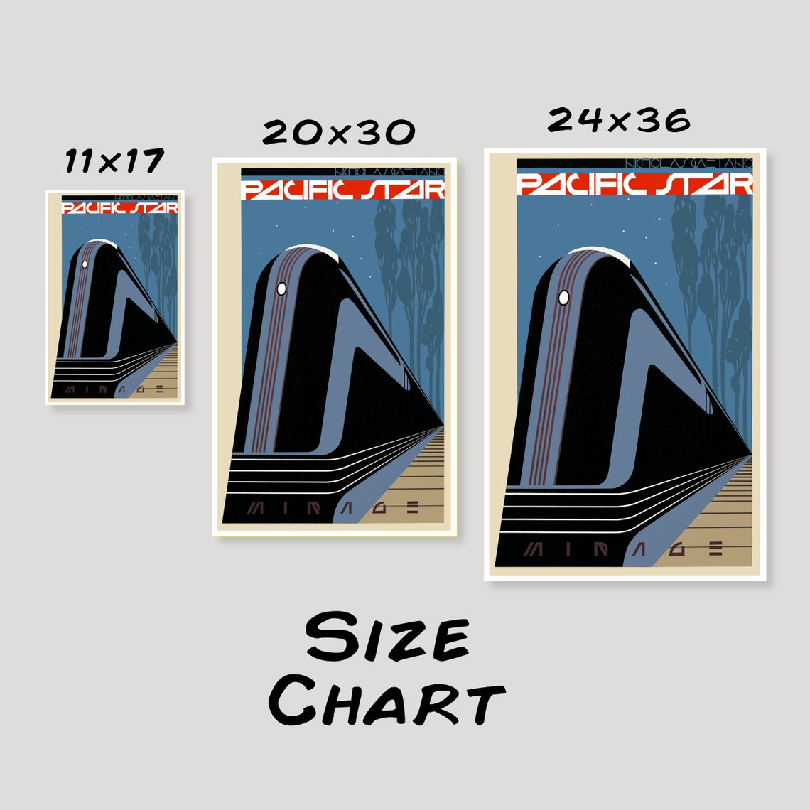 Vintage Pacific Star Art Deco Streamlined Train Poster - Etsy