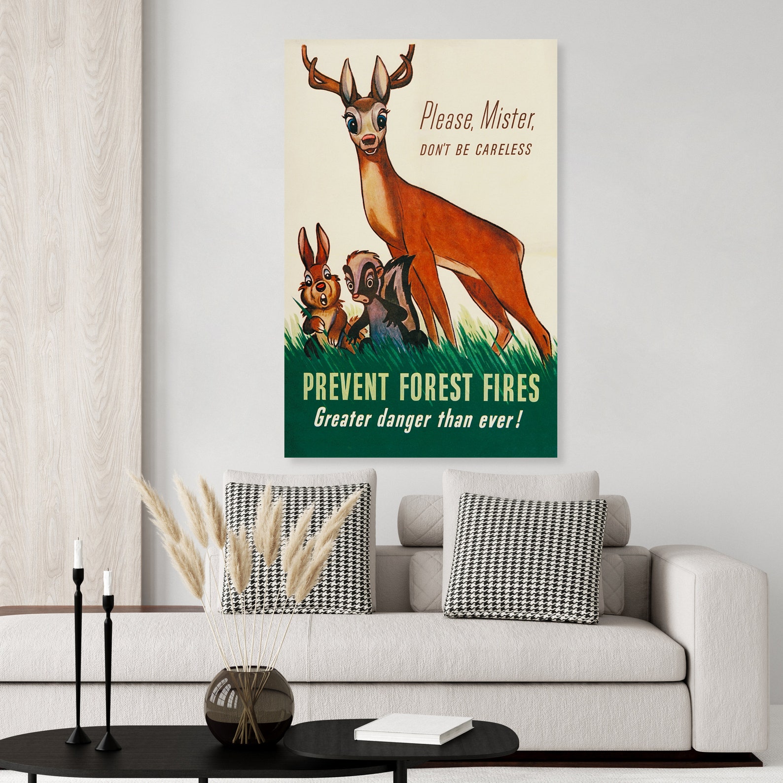 Vintage Prevent Forest Fires Poster With Bambi and Thumper by - Etsy