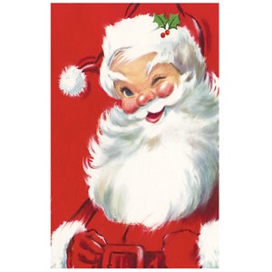 Winking 1950's Santa Claus Vintage Poster - Etsy